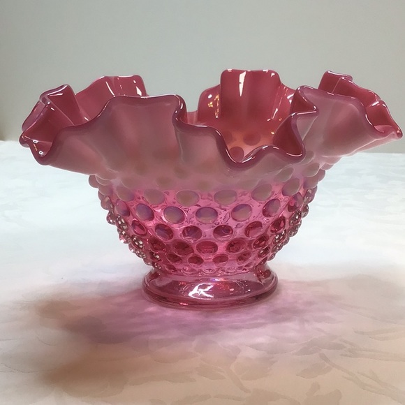 Fenton Glass | Dining | Vintage Fenton Pink Cranberry Opalescent Bowl ...